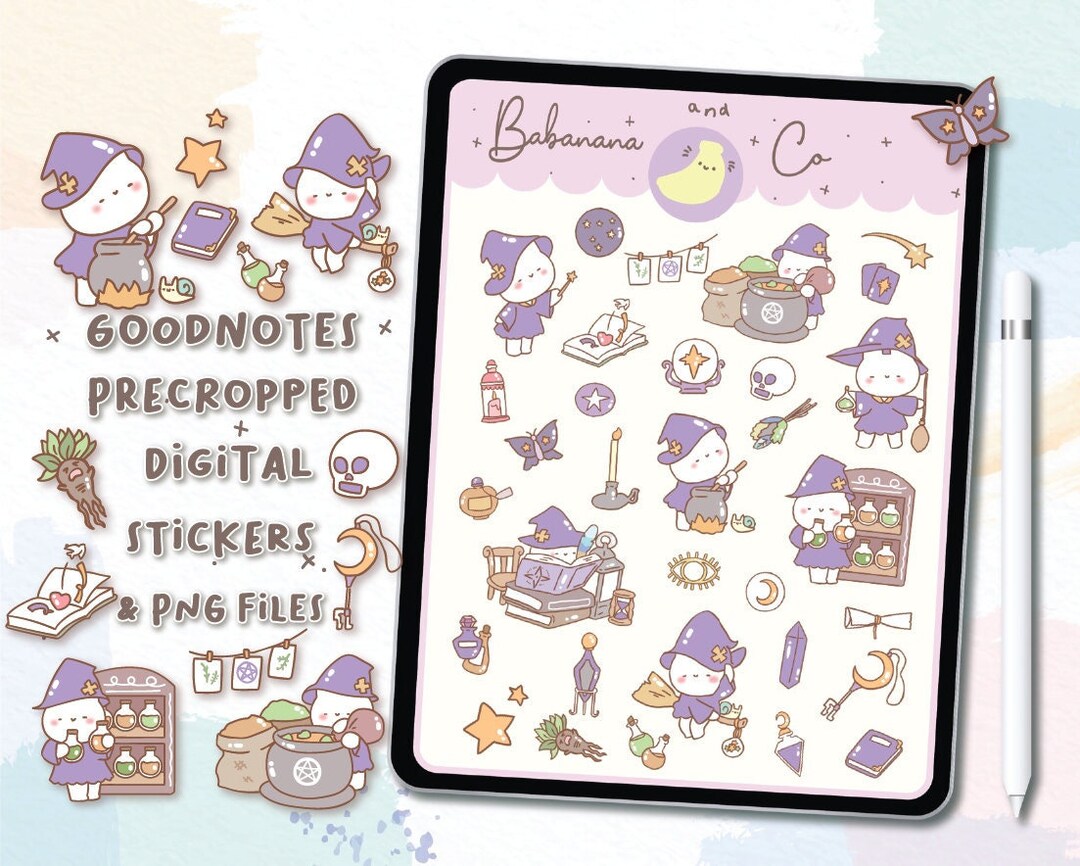 Cute Witch Digital Stickers | Goodnotes Stickers | Cute Hand Draw ...