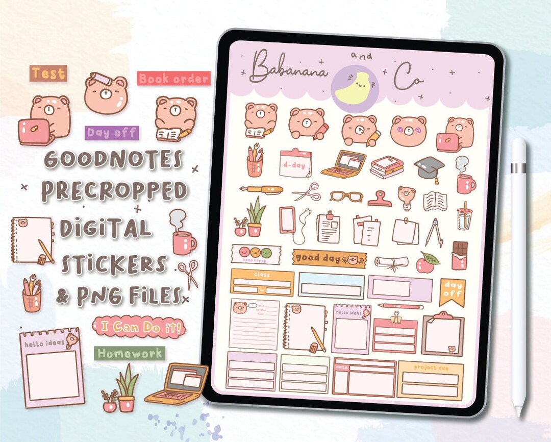 Study Icons Digital Stickers | Goodnotes Stickers | Cute Hand Draw ...
