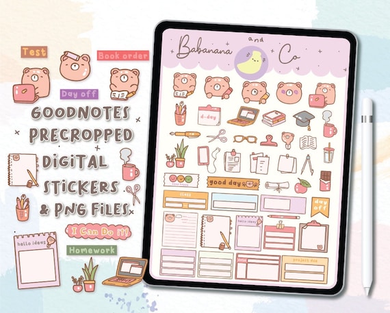 Study Icons Digital Stickers Goodnotes Stickers Cute Hand | Etsy