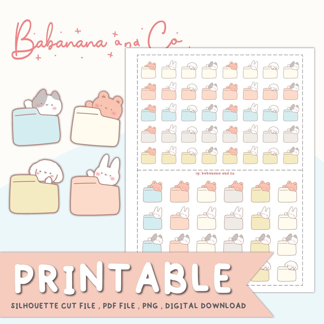 Cute Folder Doodle ,printable Planner Stickers,digital Stickers,hand ...