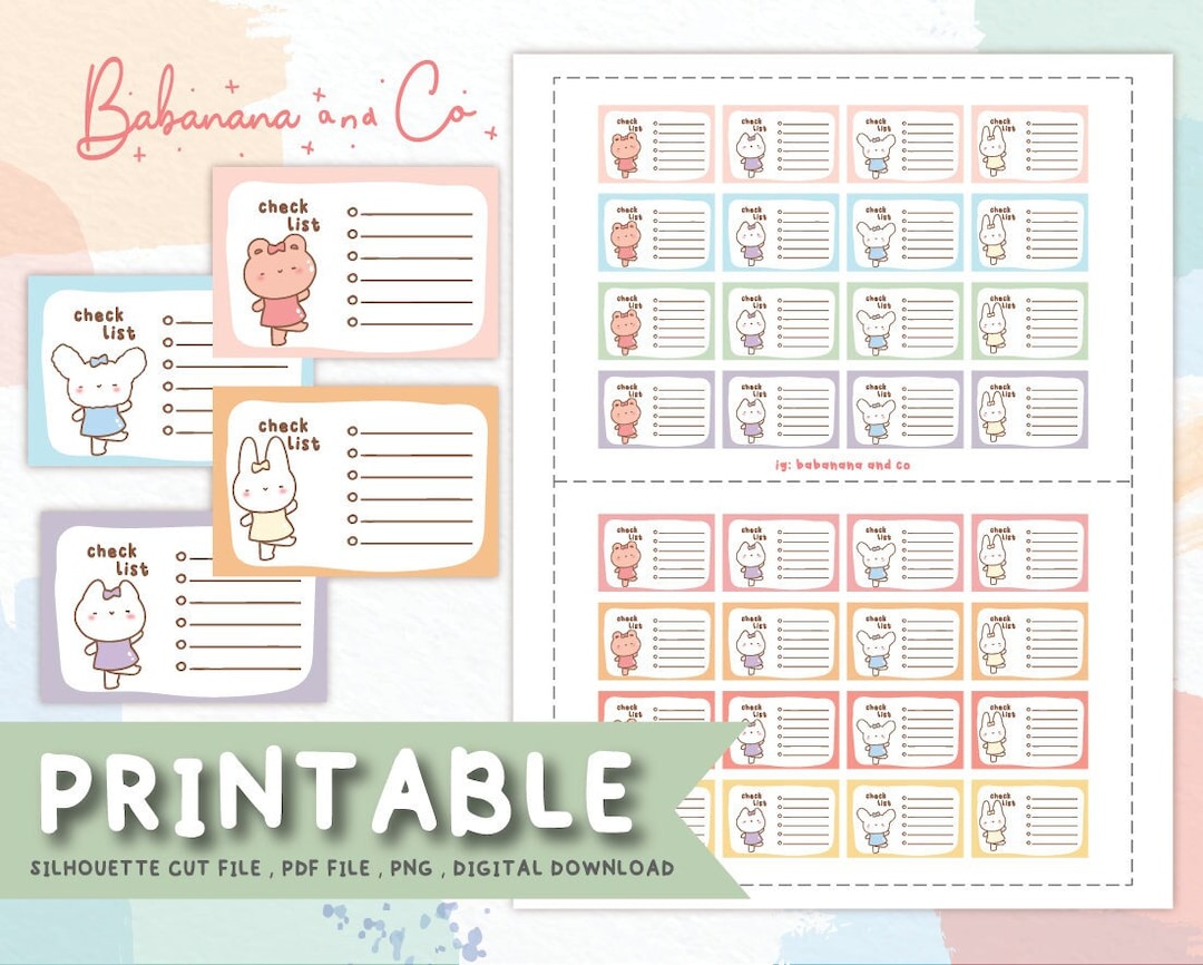 Cute Checklist Note,printable Planner Stickers ,digital Stickers,bullet ...