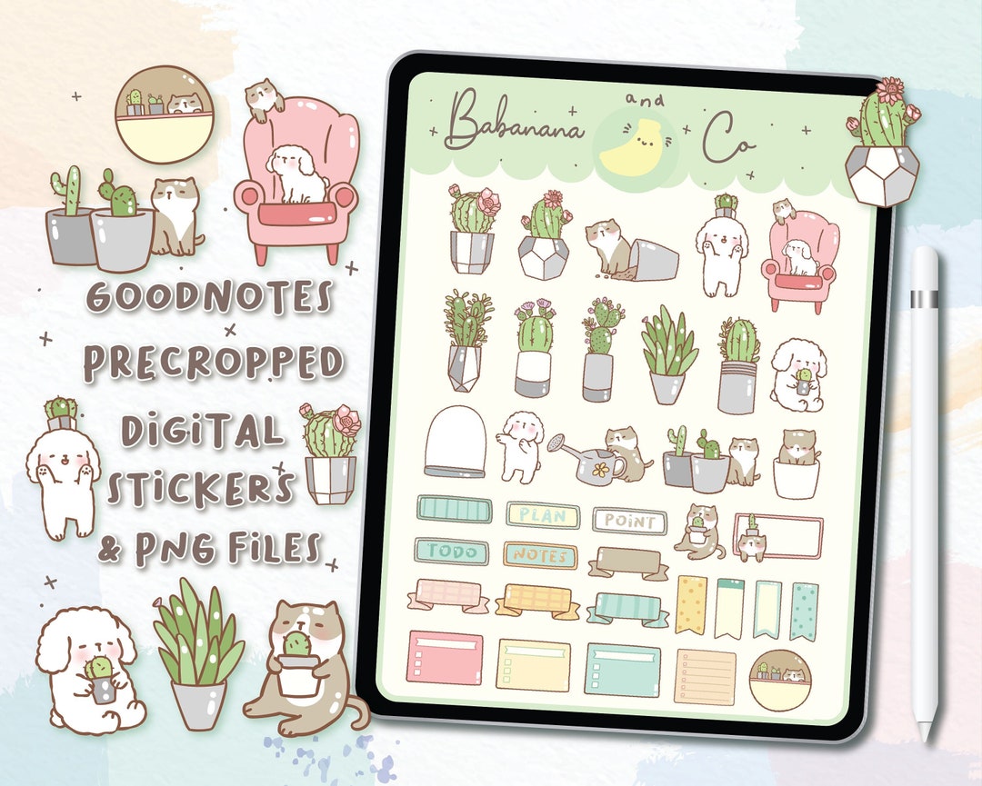 Cactus Digital Stickers | Goodnotes Stickers | Cute Hand Draw | Digits ...