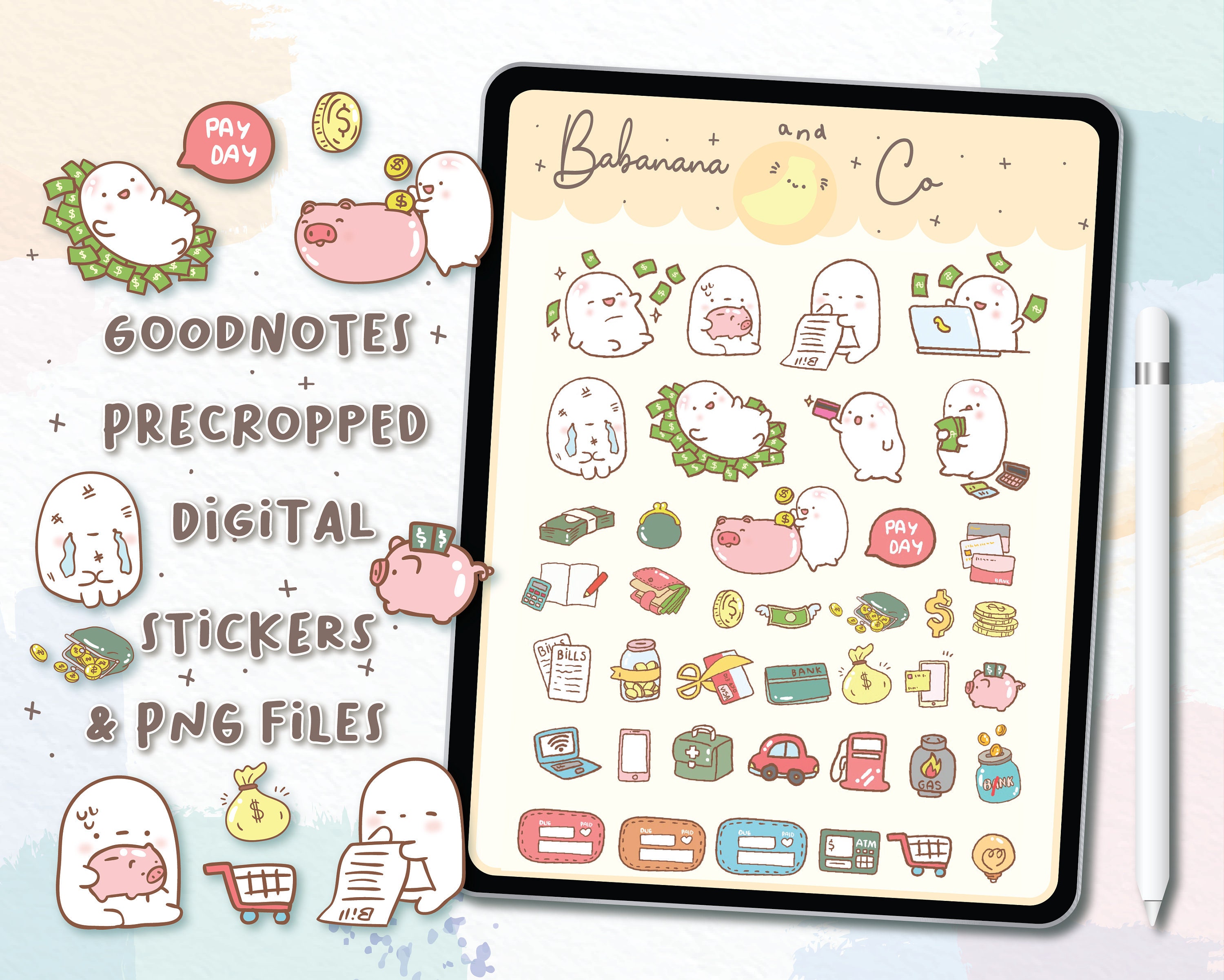 Cute Payday Digital Stickers | Goodnotes Stickers | Cute Hand Draw ...