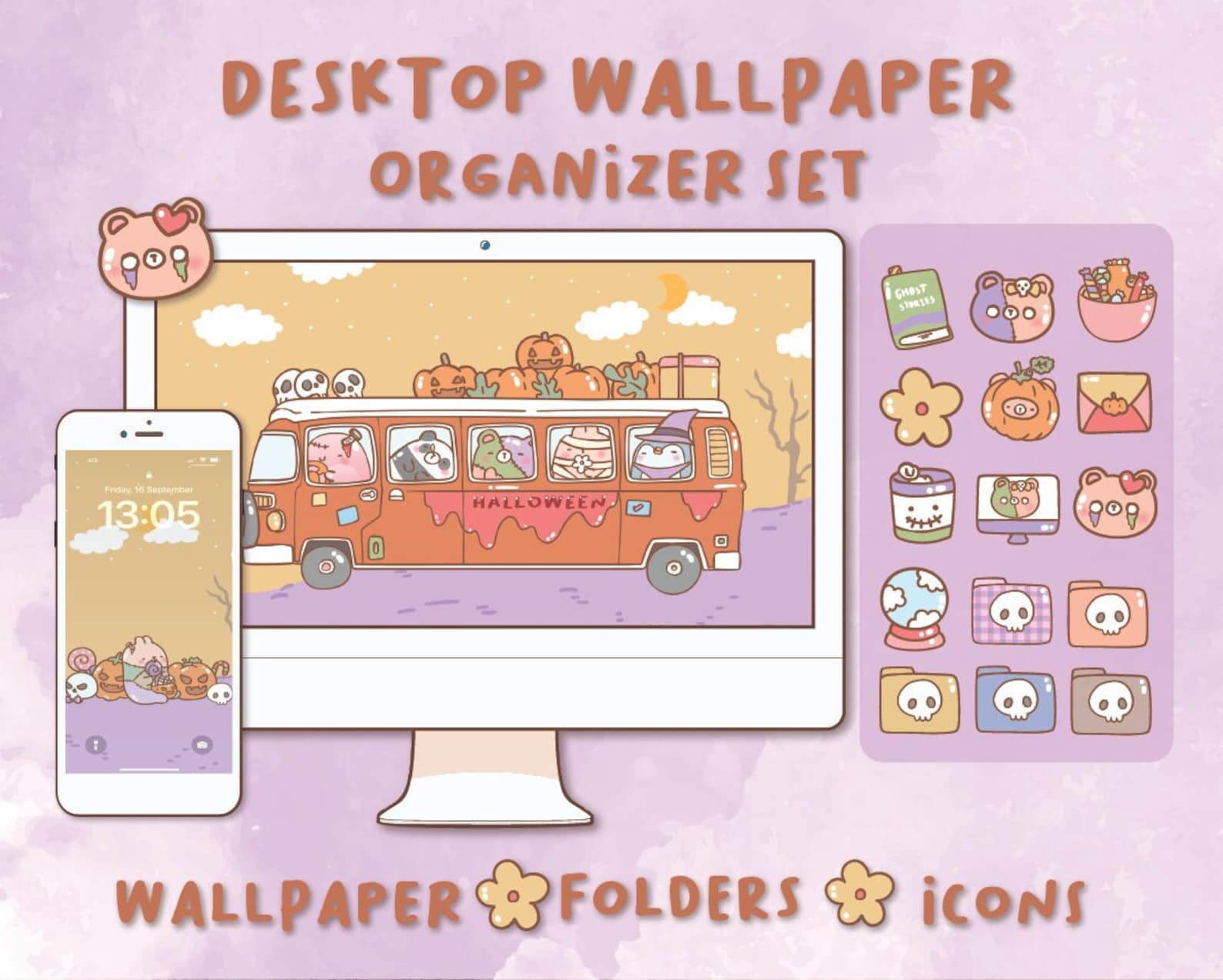 Halloween Desktop Wallpaper Organizer Mac and Windows - Etsy