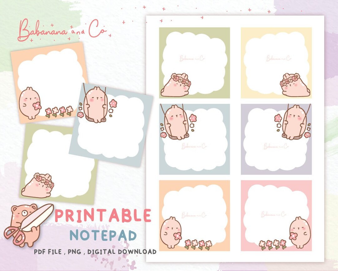Cute Bunny Memo Pad Printable,note Pad Digital Download,cute Printable ...