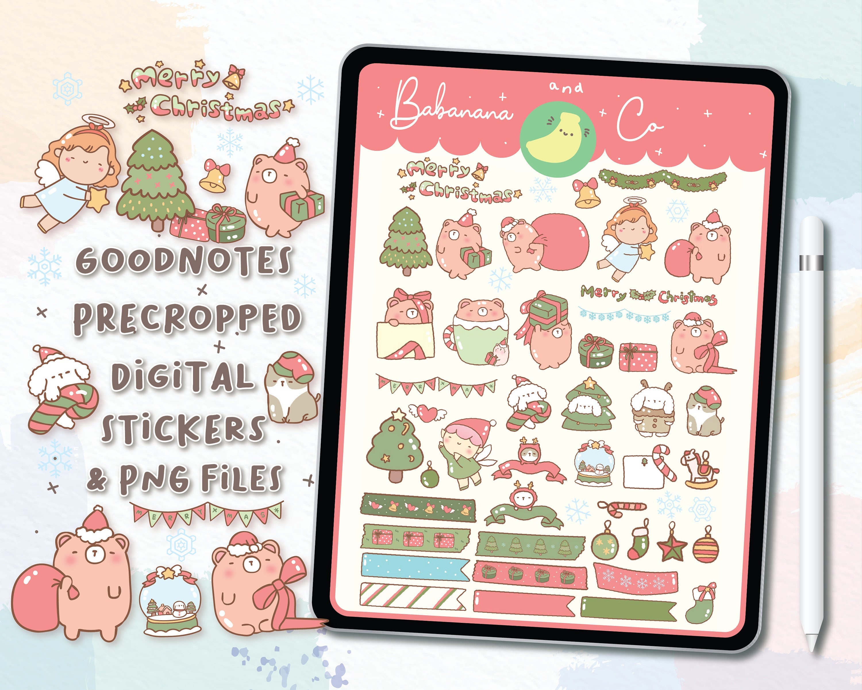 Cute Christmas Digital Stickers | Goodnotes Stickers | Cute Hand Draw ...