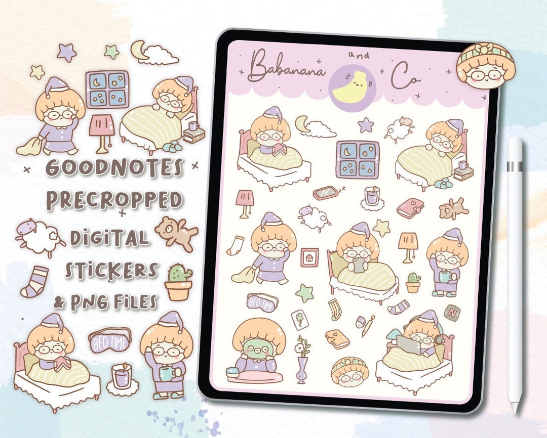 Bed Time Digital Stickers Goodnotes Stickers Cute Hand - Etsy