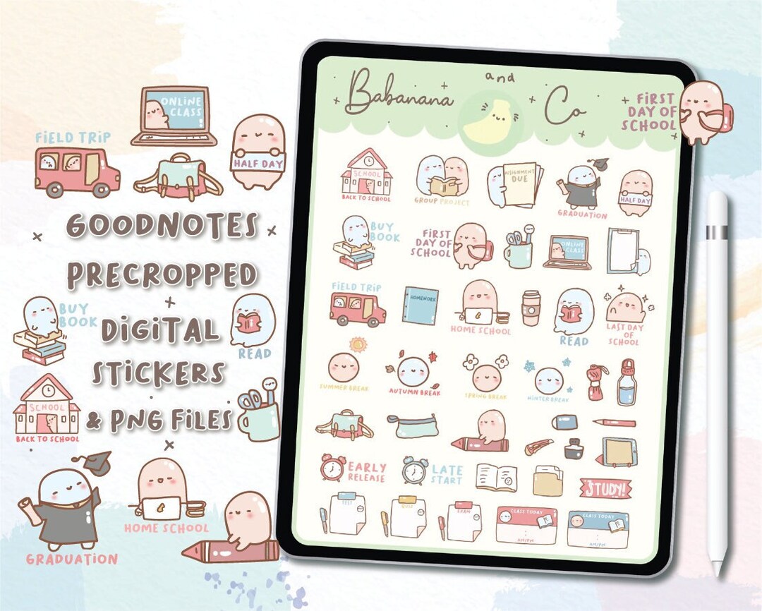 School Planner Icons Digital Stickers | Goodnotes Stickers | Cute Hand ...