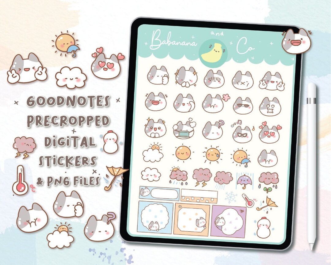 Mood and Weather Digital Stickers | Goodnotes Stickers | Cute Hand Draw ...