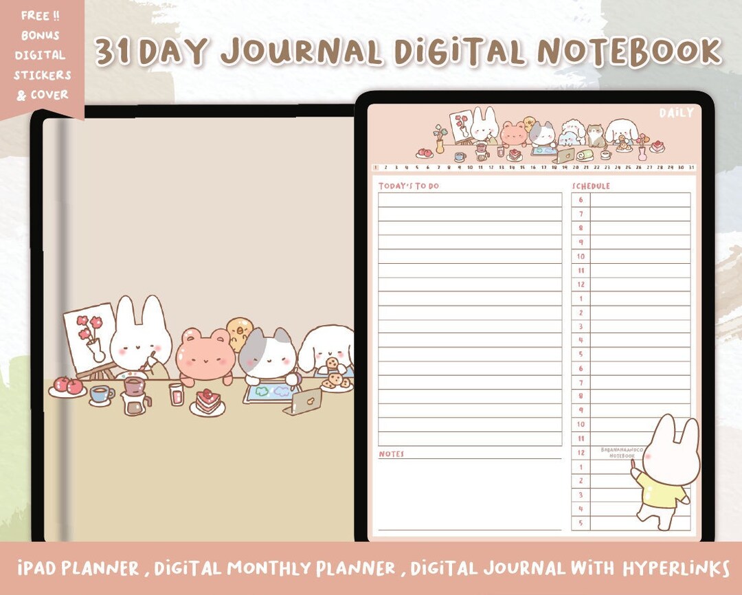 31 Day Digital Daily Journal PDF | Minimalist Portrait Diary ...