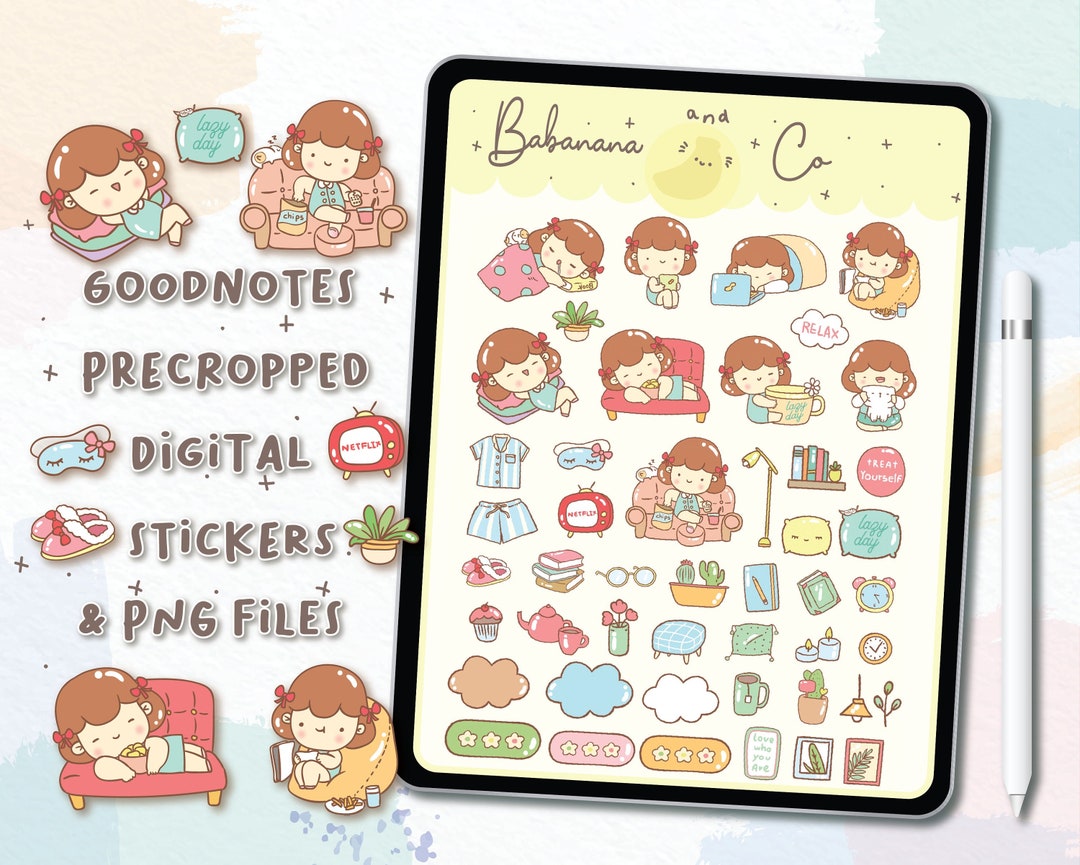 Lazy Day Digital Stickers | Goodnotes Stickers | Cute Hand Draw ...