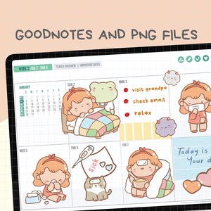 Sick Day Digital Stickers | Goodnotes Stickers | Cute Hand Draw ...