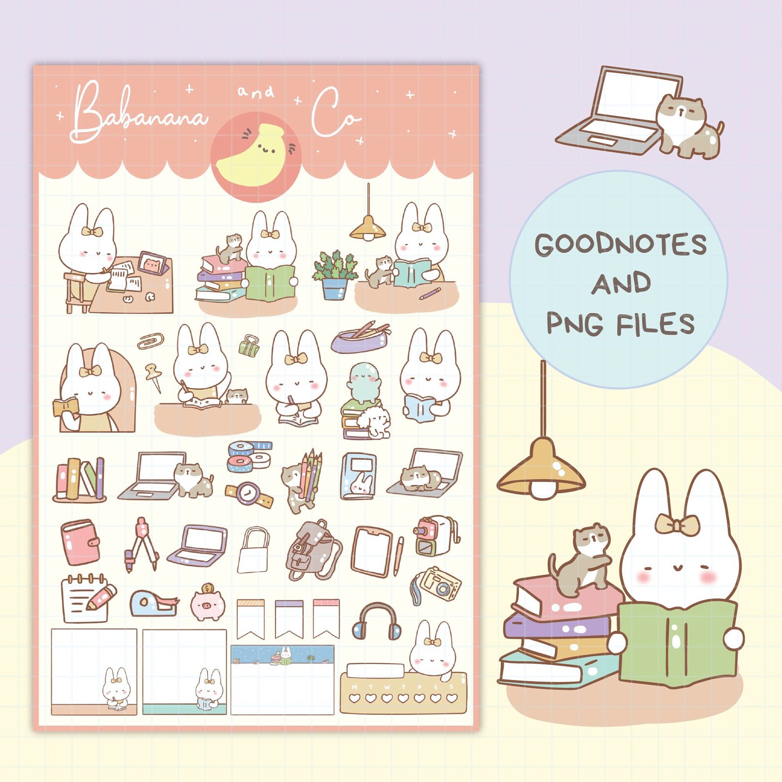 Study Hard Digital Stickers | Goodnotes Stickers | Cute Hand Draw ...