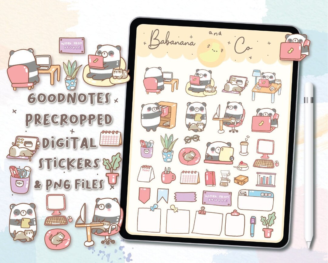 Work at Home Digital Stickers | Goodnotes Stickers | Cute Hand Draw ...