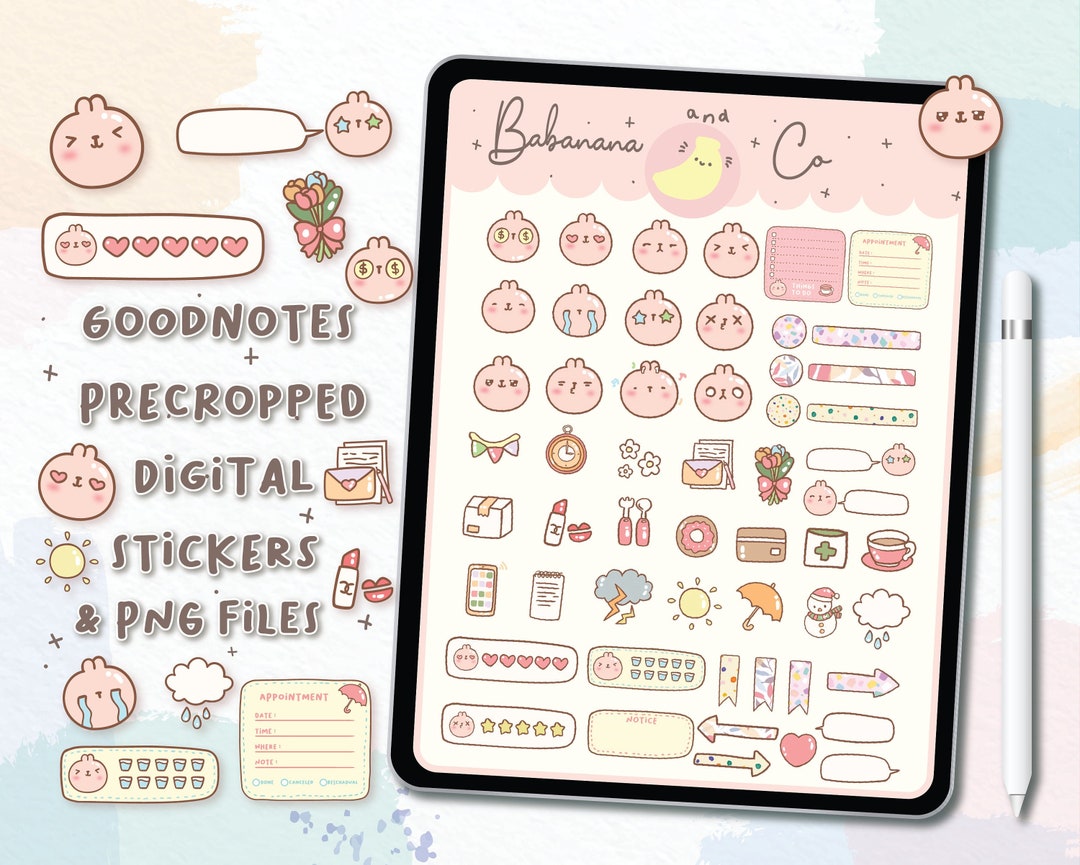 Cute Emoticon Digital Stickers | Goodnotes Stickers | Cute Hand Draw ...