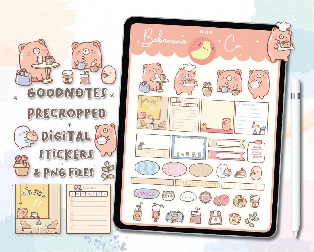 Cute Cafe Digital Stickers | Goodnotes Stickers | Cute Hand Draw ...