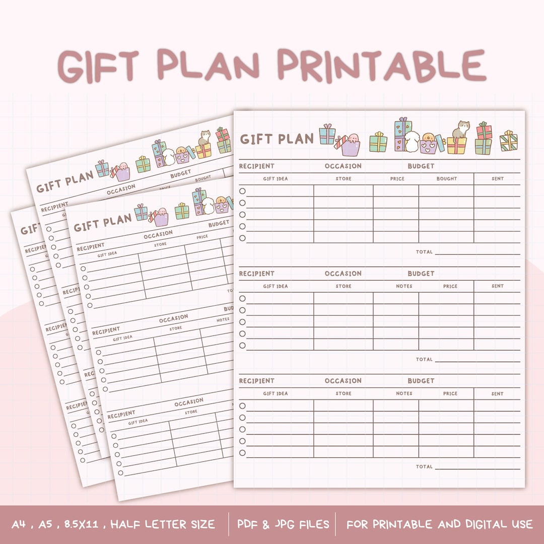 Gift List Planner Printable, Gift Tracker,birthday List,holiday ...