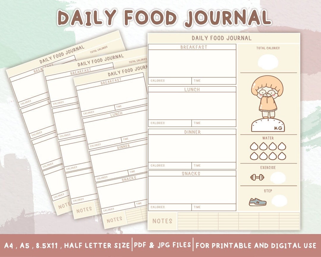 Daily Food Journal,printable Daily Food Journal,daily Food Planner,meal ...