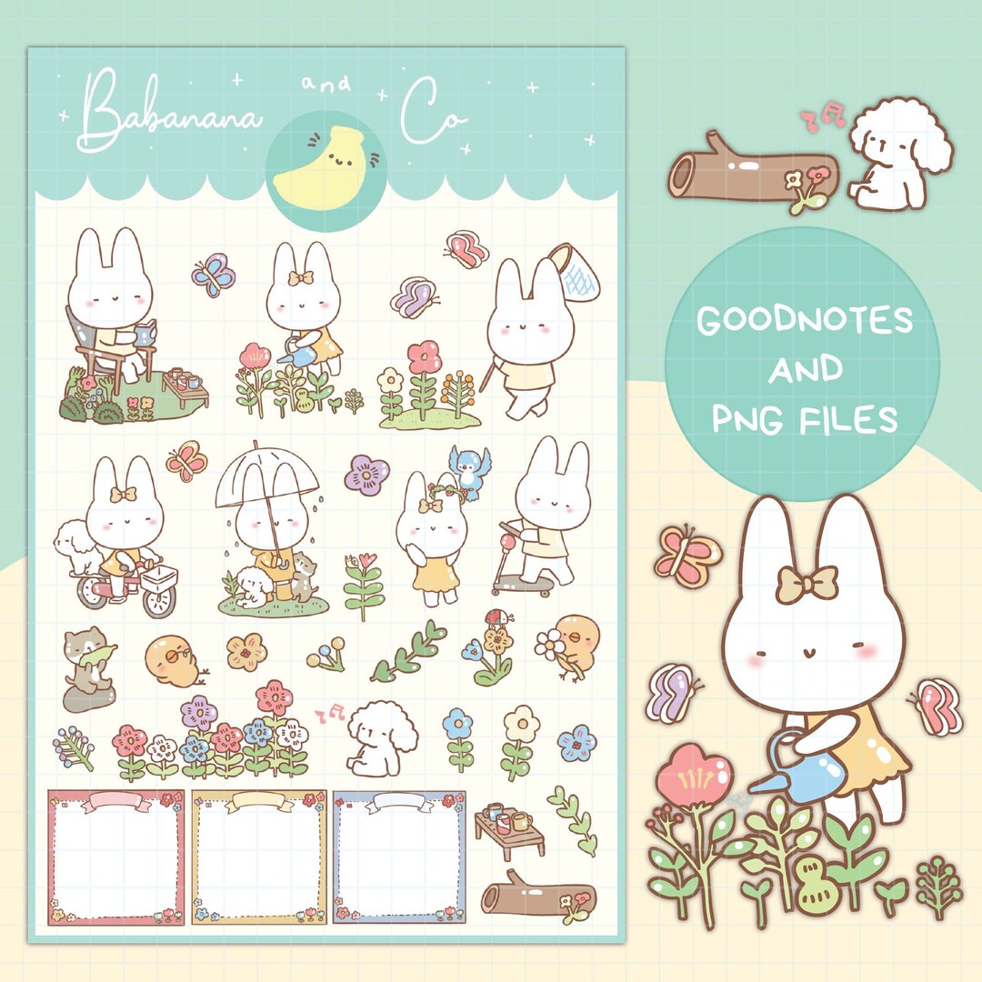 Cute Spring Digital Stickers | Goodnotes Stickers | Cute Hand Draw ...