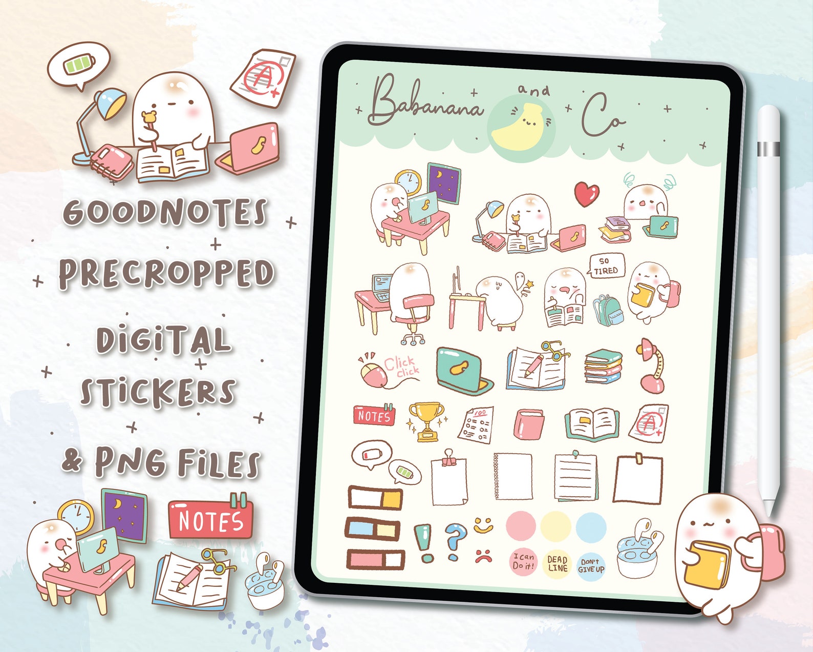 Cute Study Digital Stickers Goodnotes Stickers Cute Hand - Etsy
