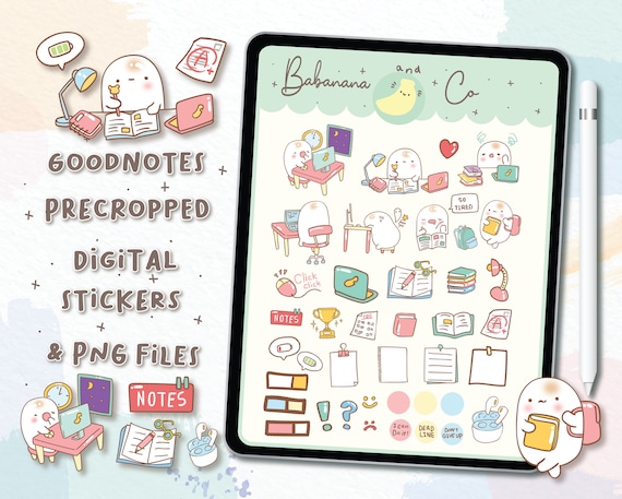 Cute Study Digital Stickers Goodnotes Stickers Cute Hand - Etsy