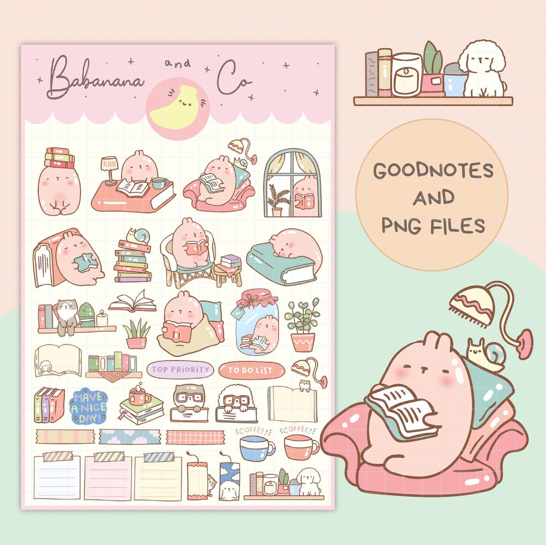 Reading Digital Stickers | Goodnotes Stickers | Cute Hand Draw | Digits ...