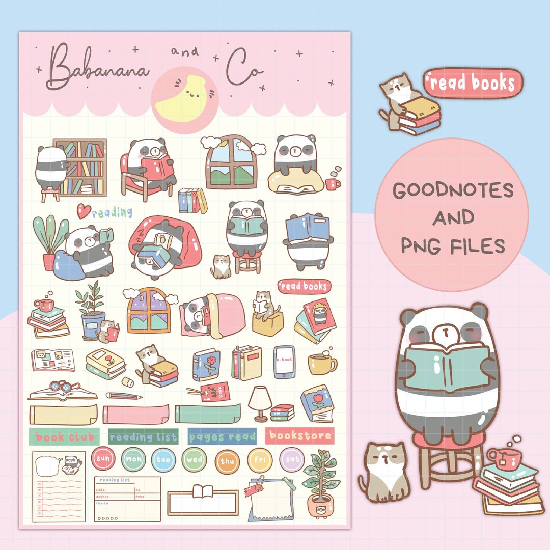 Reading Digital Stickers | Goodnotes Stickers | Cute Hand Draw | Digits ...