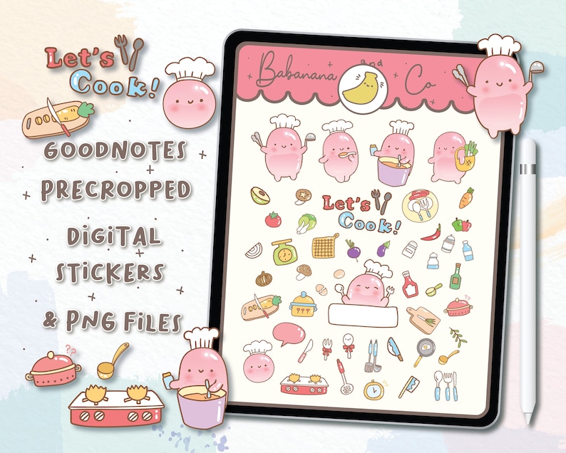 Cute Let's Cook Digital Stickers Goodnotes Stickers - Etsy