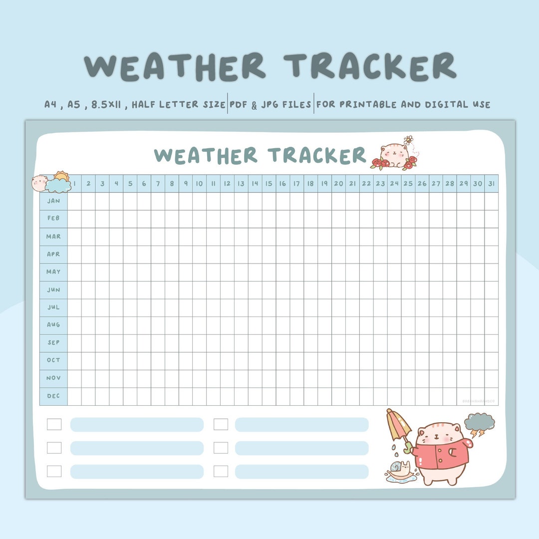 Weather Tracker,printable Weather Tracker,a4, A5,letter and Half Letter ...