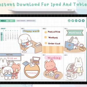Happy Work Digital Stickers | Goodnotes Stickers | Cute Hand Draw ...