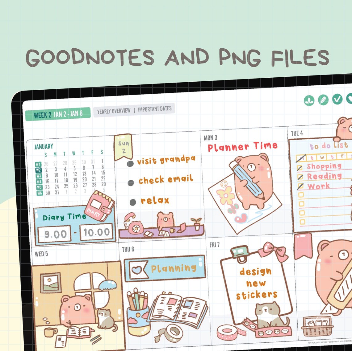Planning Digital Stickers | Goodnotes Stickers | Cute Hand Draw ...