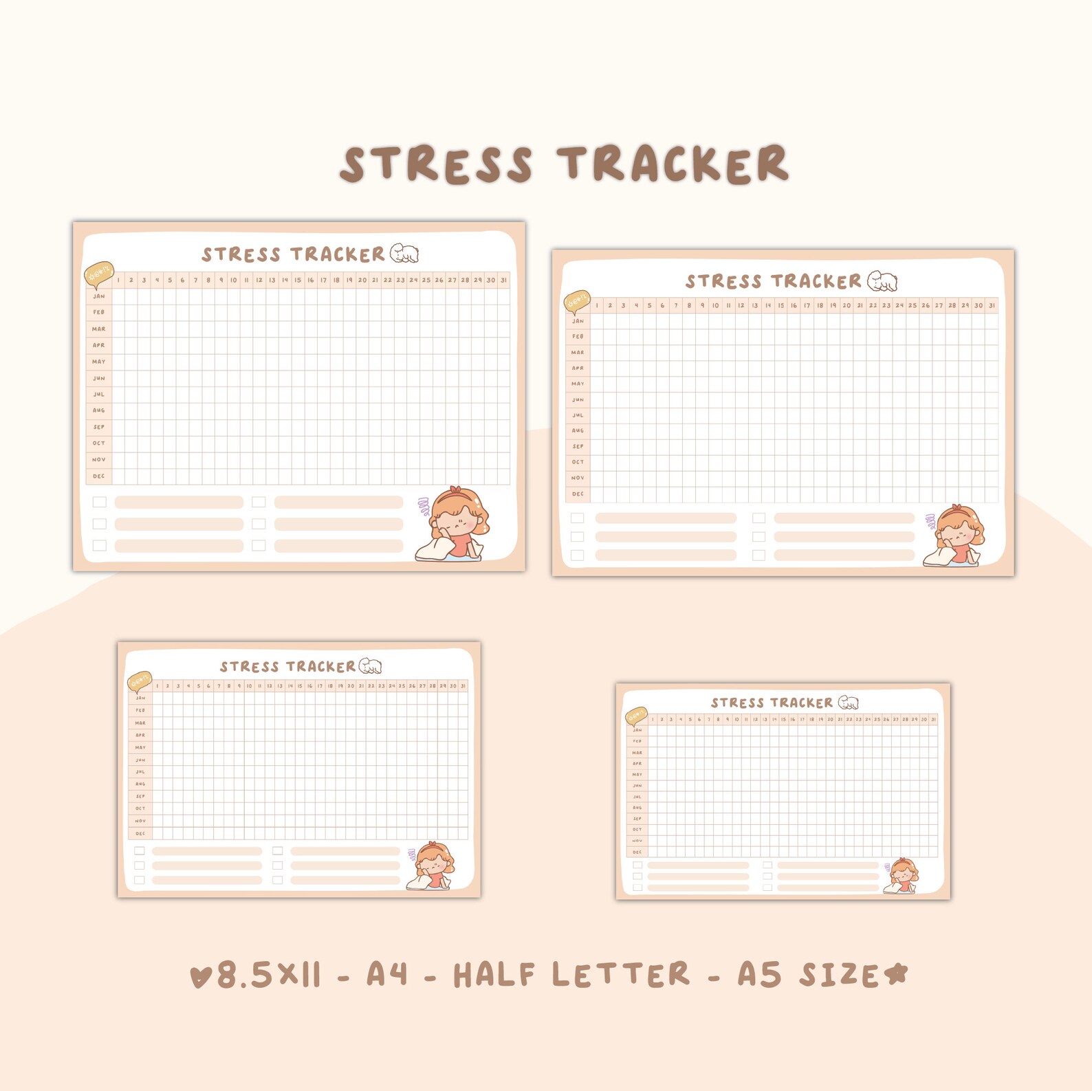 Stress Tracker Printable Template, Mental Health Log, Daily Stress Log ...