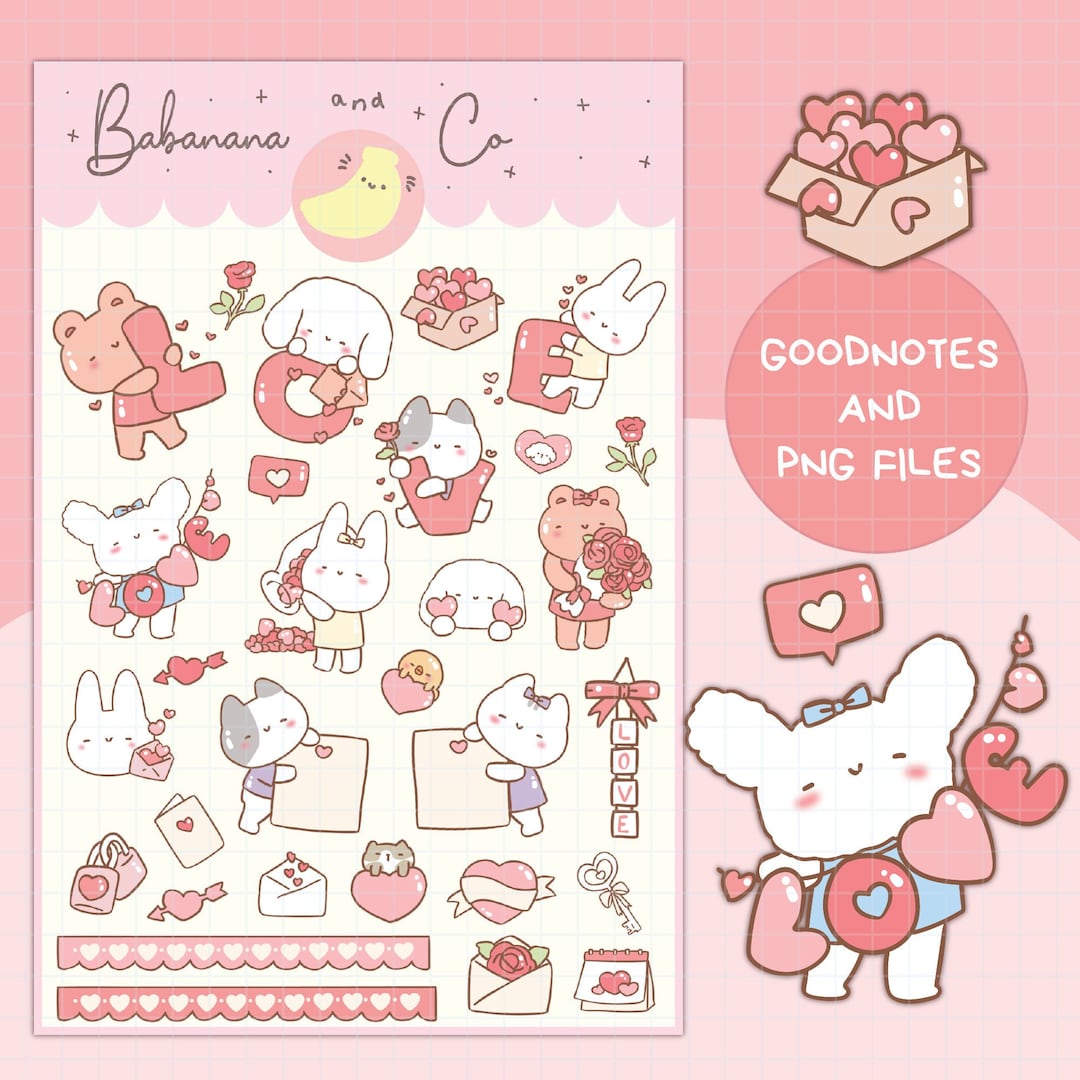 My Valentine Digital Stickers | Goodnotes Stickers | Cute Hand Draw ...