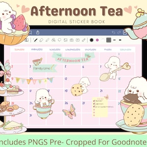 Afternoon Tea Theme Digital Stickers | Goodnotes Stickers | Cute Hand ...