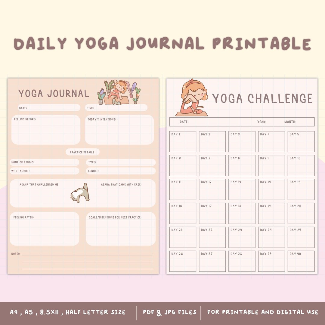 Daily Yoga Journal Printable | Daily Yoga Planner | Wellness Planner ...