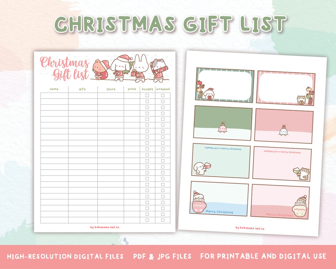 Chritsmas Gift List-christmas Shopping List - Printable Christmas ...
