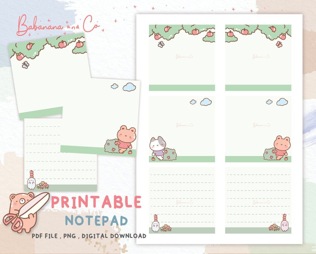 Printable Kawaii Notes Memo,note Pad Digital Download,cute Printable ...