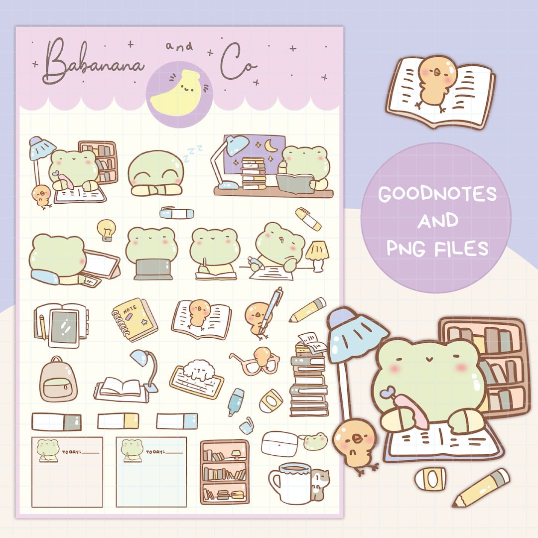 Study Hard Digital Stickers | Goodnotes Stickers | Cute Hand Draw ...