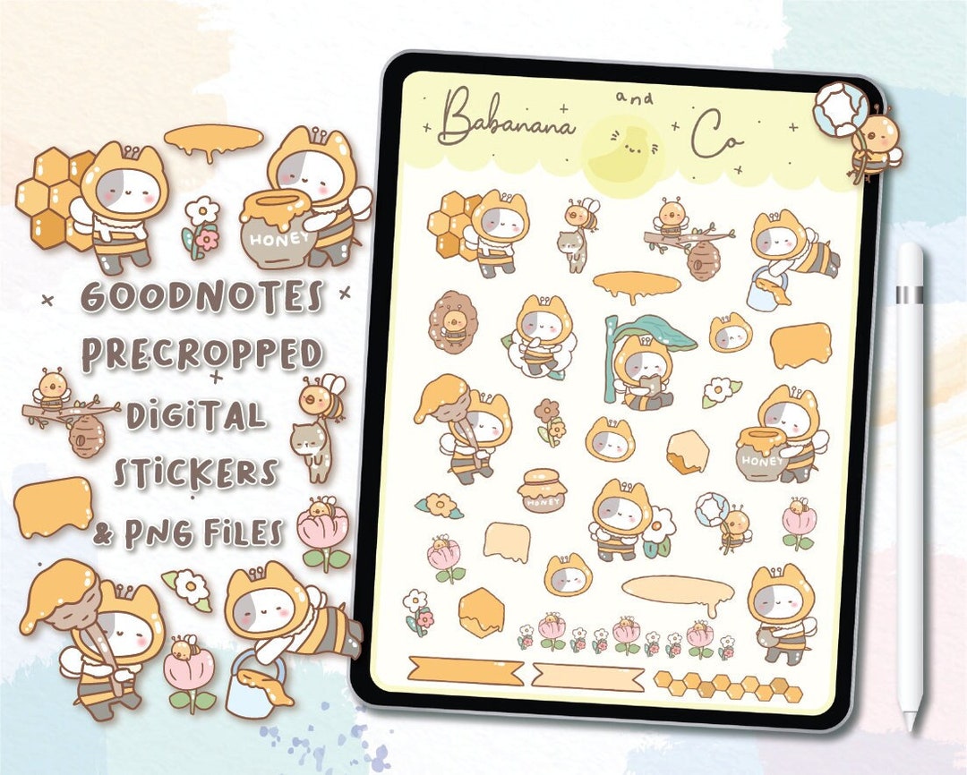 Happy Bee Digital Stickers | Goodnotes Stickers | Cute Hand Draw ...