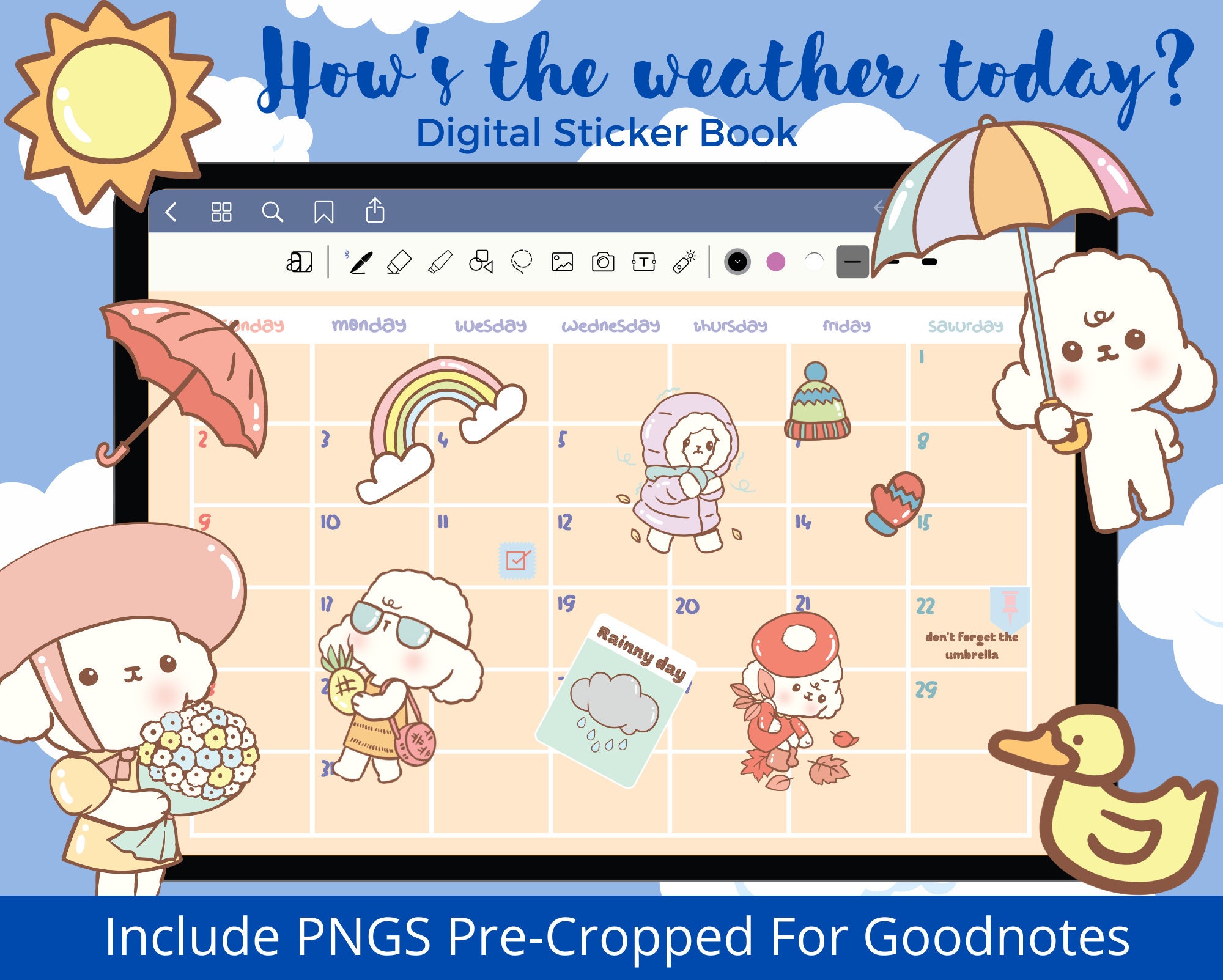 How is the Weather Today Theme Digital Stickers Goodnotes - Etsy