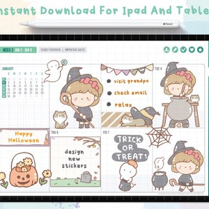 Happy Halloween Digital Stickers | Goodnotes Stickers | Cute Hand Draw ...
