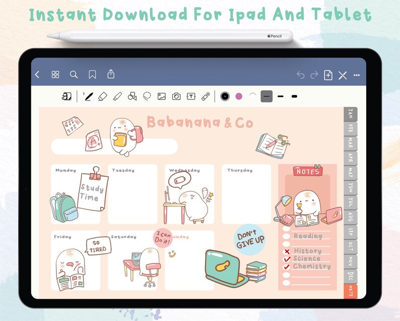 Cute Study Digital Stickers Goodnotes Stickers Cute Hand - Etsy