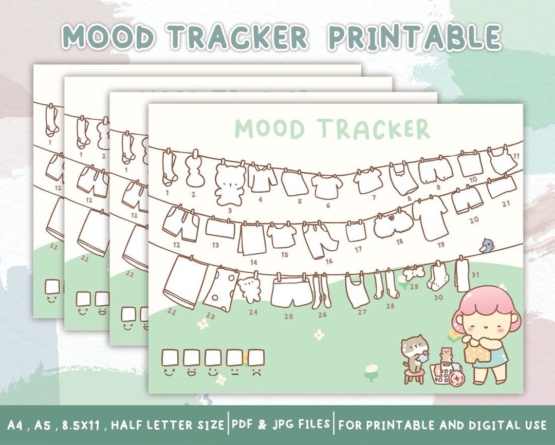 Mood Tracker Template,monthly Mood Tracker Template,mood Log,mental ...