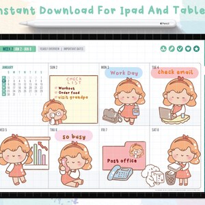 Work Day Digital Stickers | Goodnotes Stickers | Cute Hand Draw ...