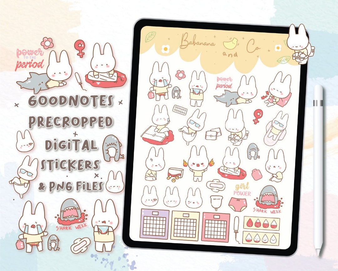 Menstruation Digital Stickers | Goodnotes Stickers | Cute Hand Draw ...