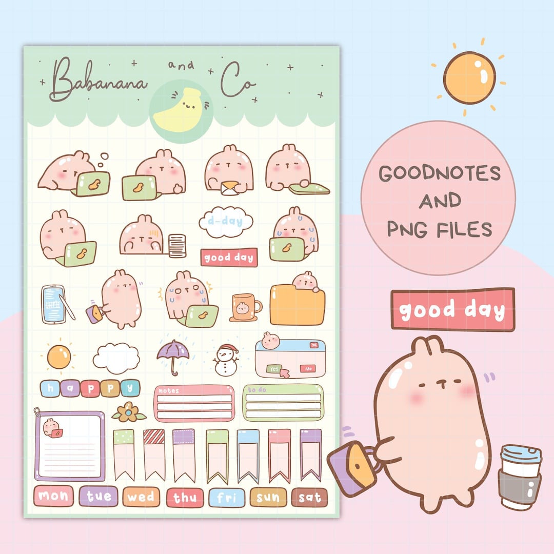 Work Day Digital Stickers | Goodnotes Stickers | Cute Hand Draw ...