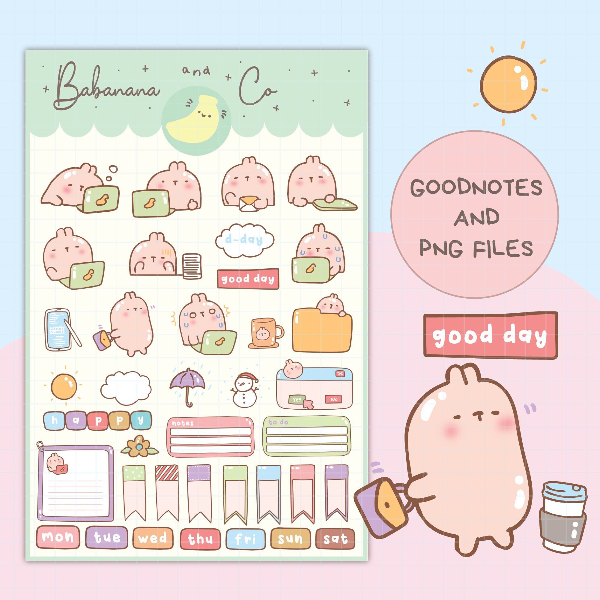 Work Day Digital Stickers | Goodnotes Stickers | Cute Hand Draw ...