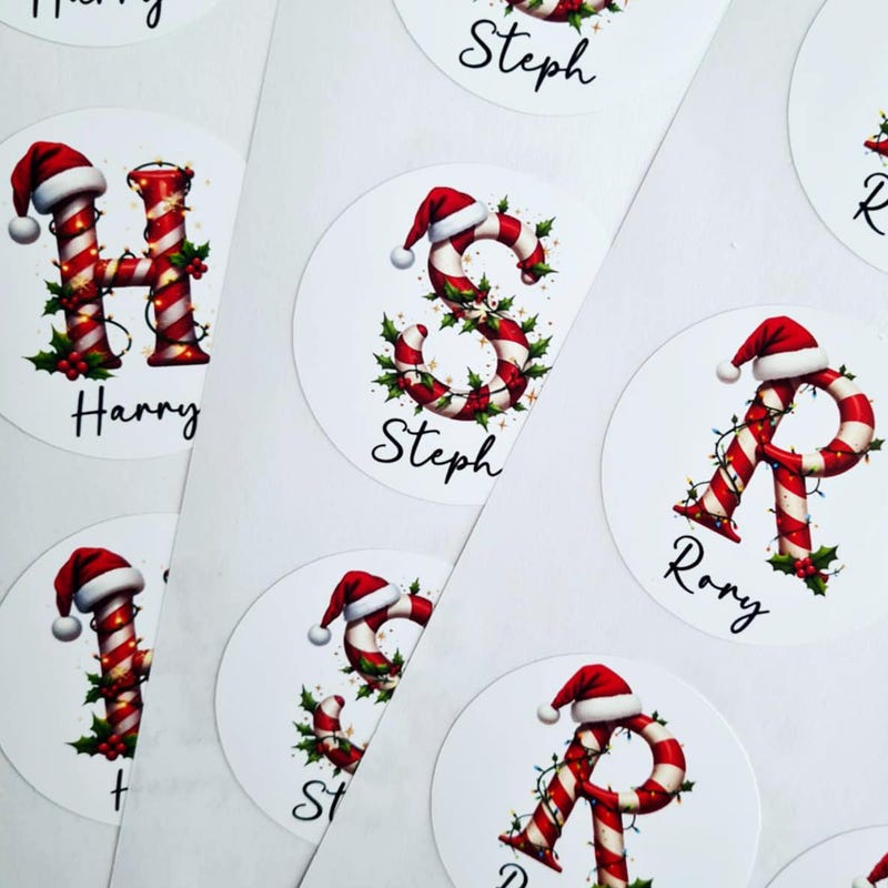 Candy Cane Name Label - Etsy UK