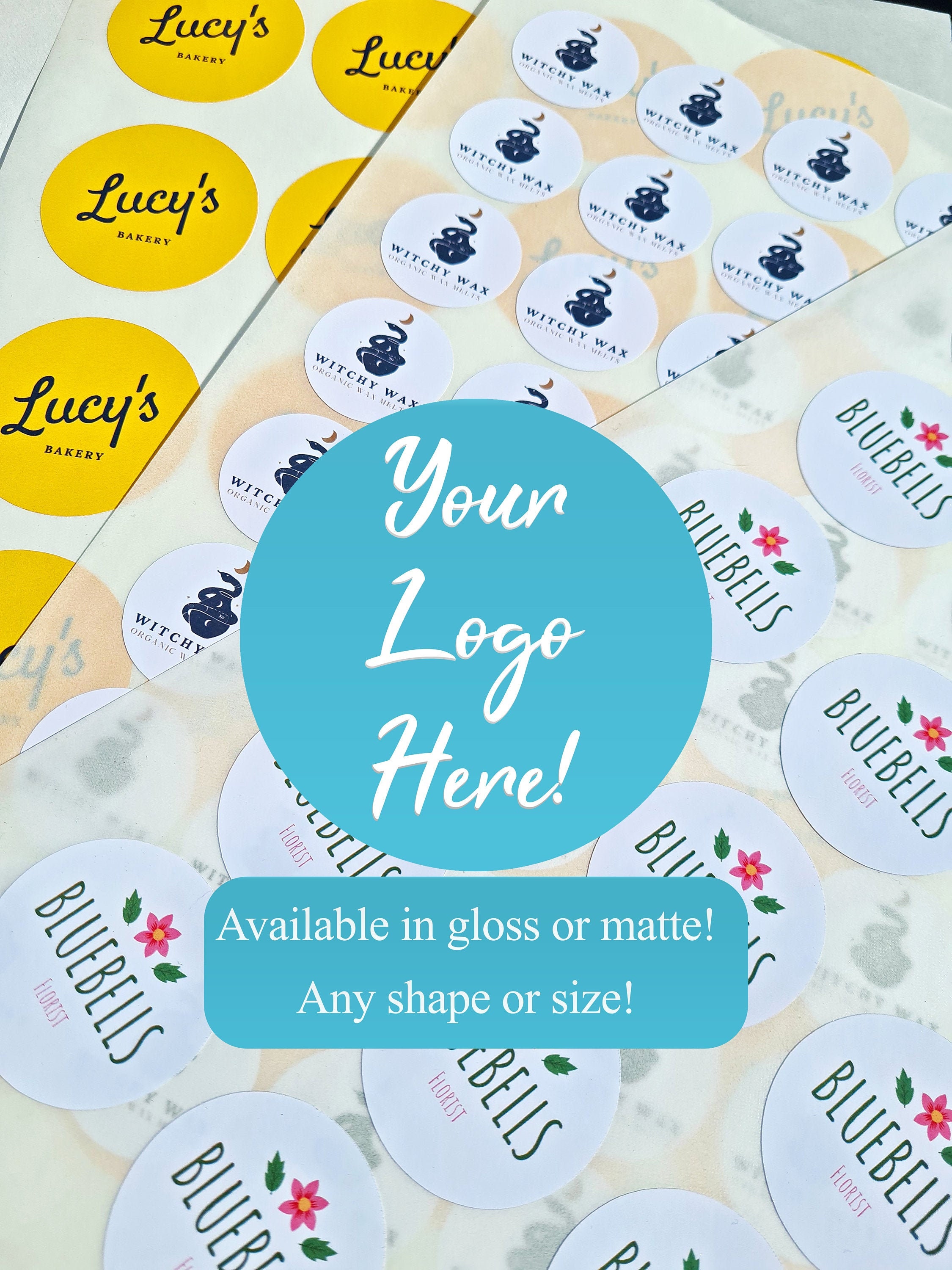 Custom Labels Personalised Stickers Circle Circular Logo - Etsy UK