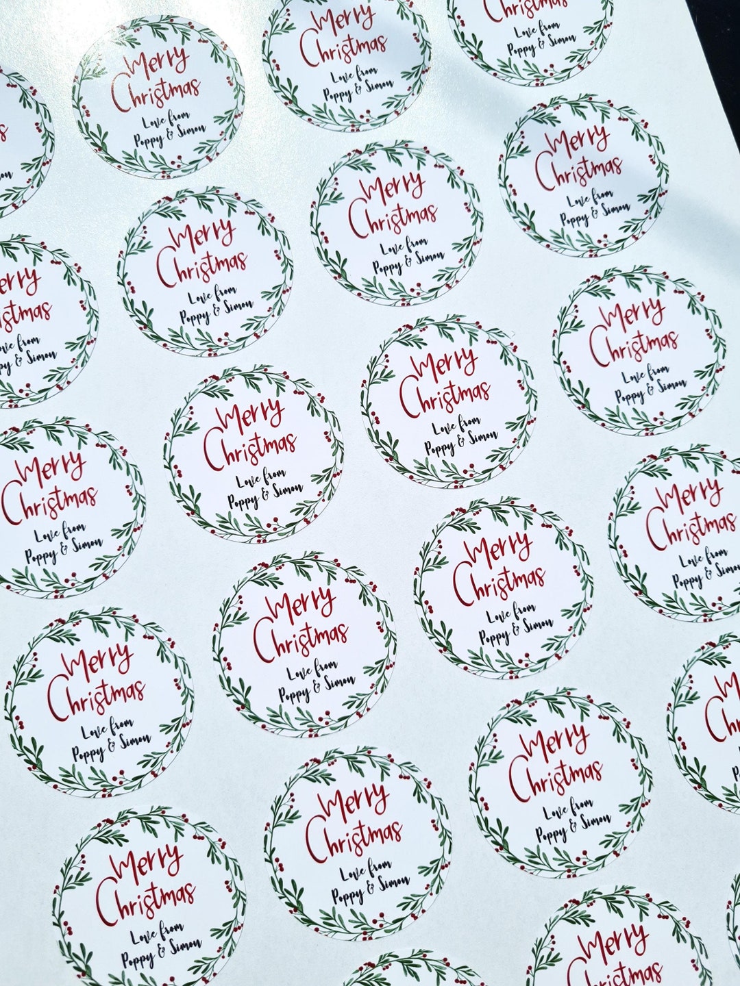 Personalised Christmas Stickers, Name Stickers, Christmas Labels, Merry ...